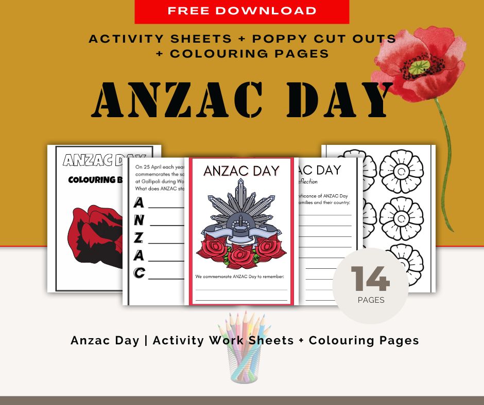 Anzac Day Activity Work Sheets, Anzac Day Colouring Pages, Digital ...