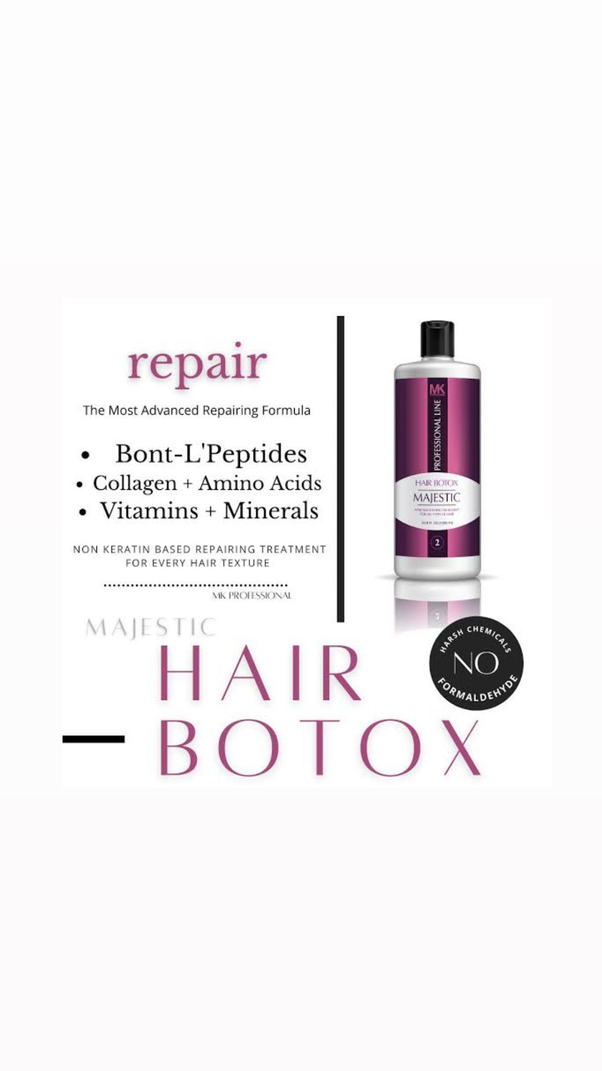 MK Professional Hair Botox Majestic Keratin Bontx – sydneyhairandmakeupco